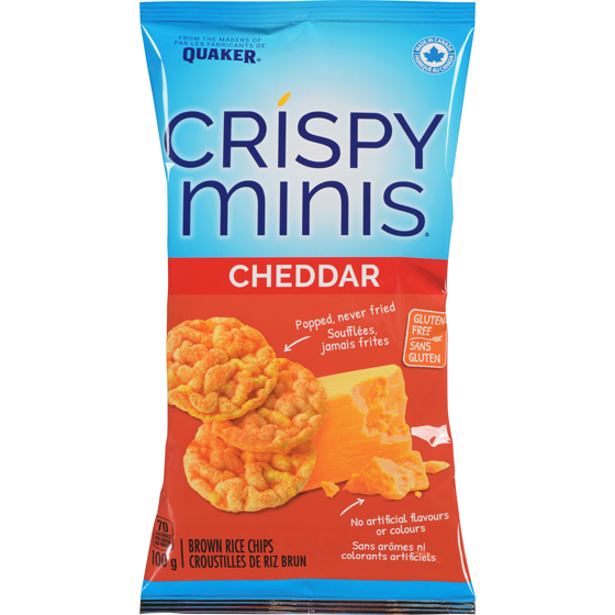 Quaker Crispy Minis Cheddar flavour brown rice chips – FARM BOUND